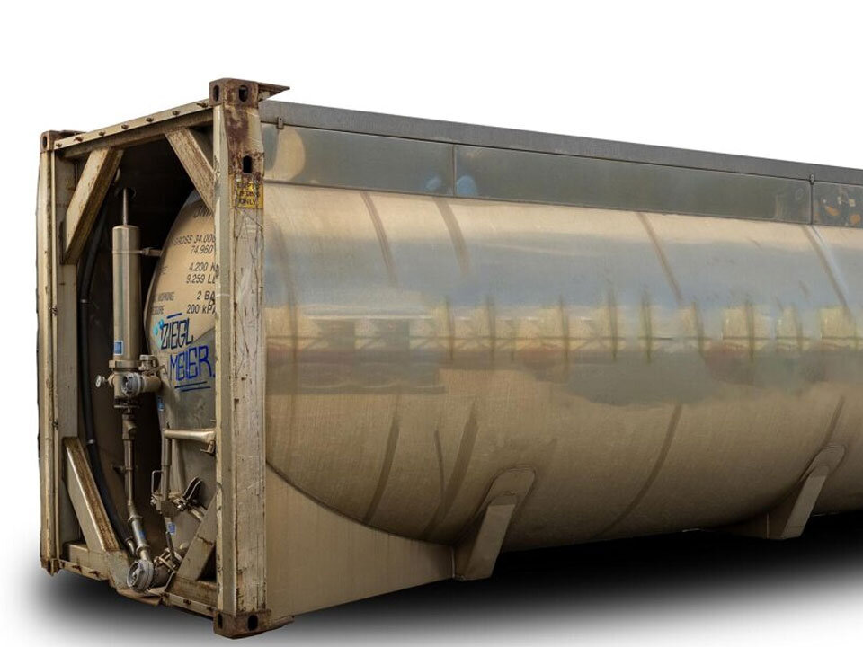 Tanktainer 43.000 Liter Edelstahl für Lagerung von neutralen Flüssigk